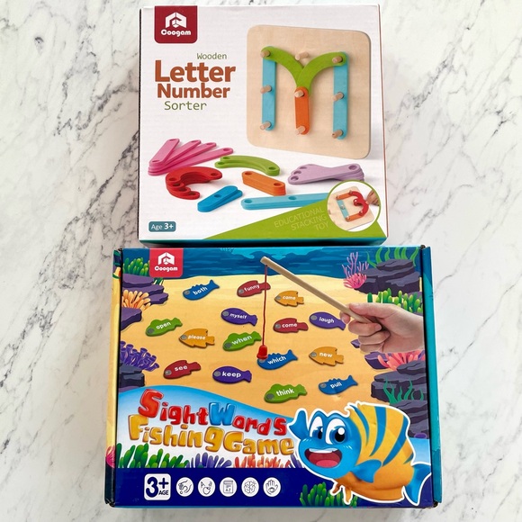Coogam | Toys | New Wooden Letter Number Sorter And Sight Words Fishing ...